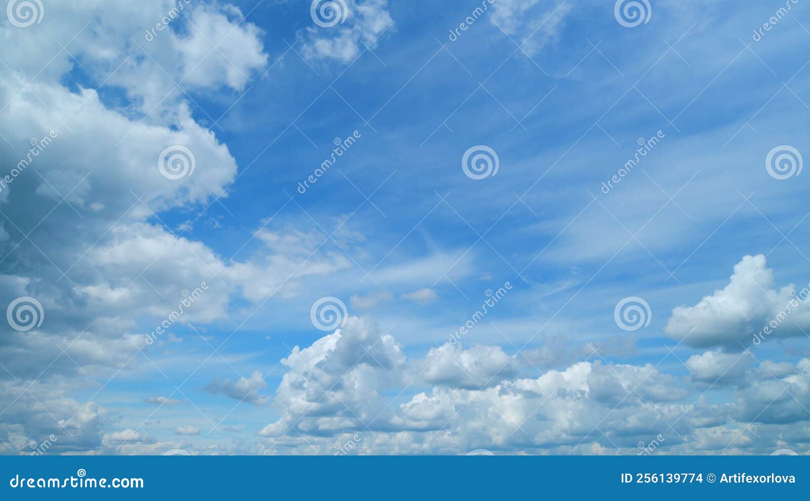 Fluffy Layered Clouds Sky Atmosphere. Puffy Fluffy White Clouds ...