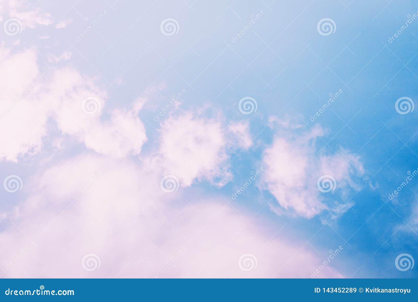 Fluffy Light Pink Clouds on a Blue Sky Background Stock Image - Image ...