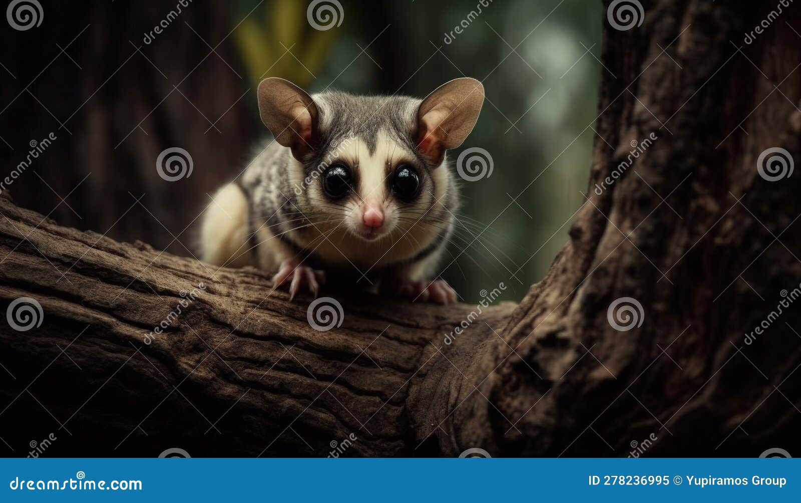 Fluffy Mouse Sitting on Branch, Looking Shy Generated by AI Stock ...