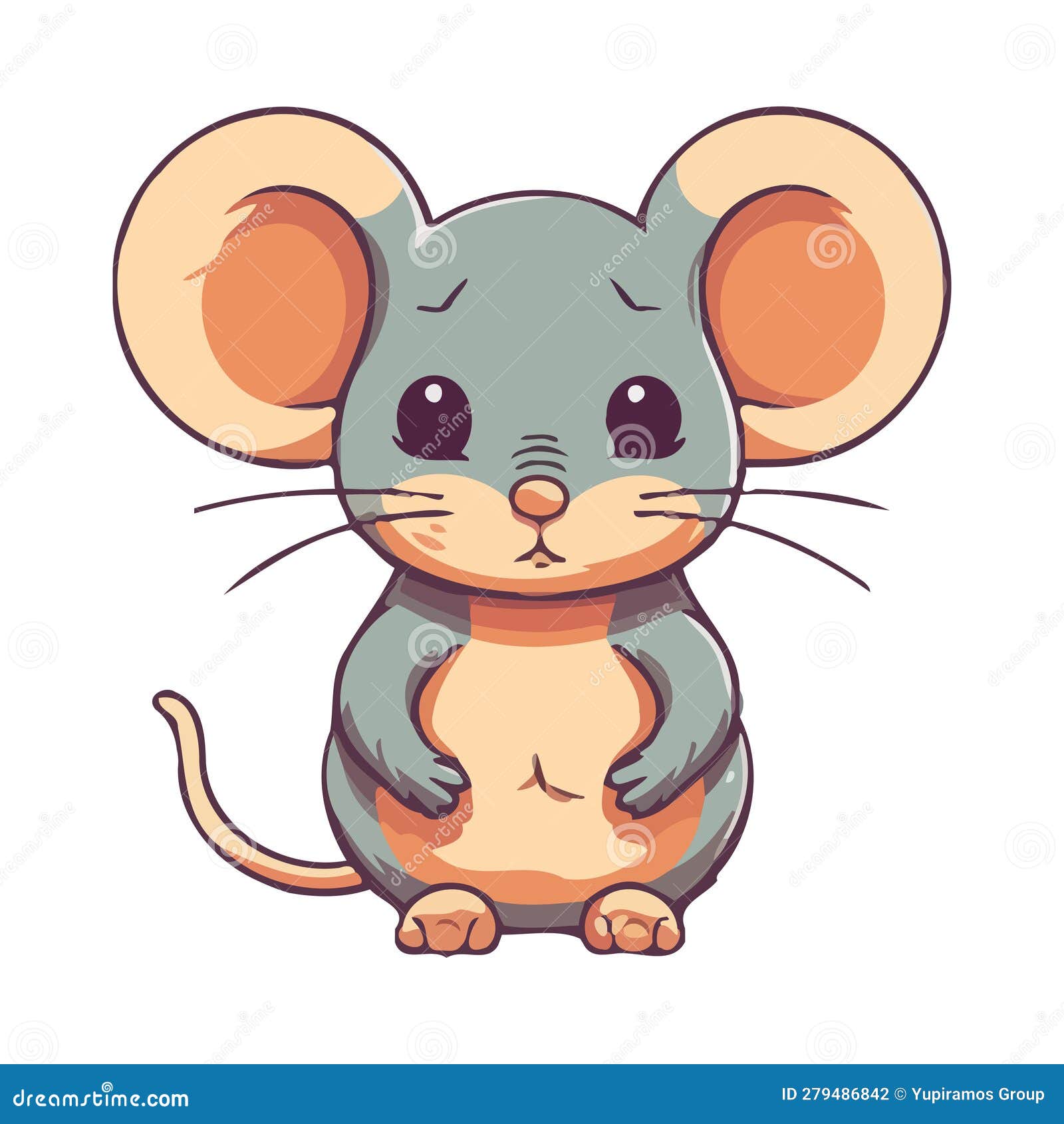 Fluffy Mouse Sitting, Cute Whiskers and Tail Stock Vector ...
