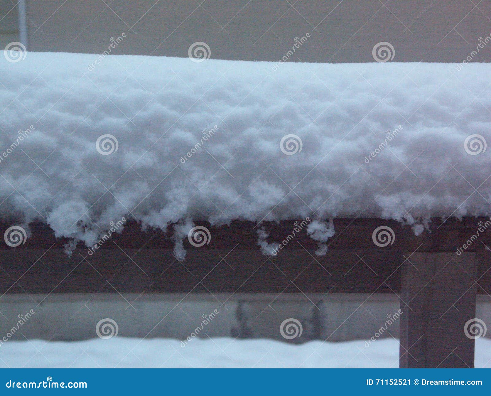 Fluffy New Snow on House Eaves Stock Image - Image of house ...