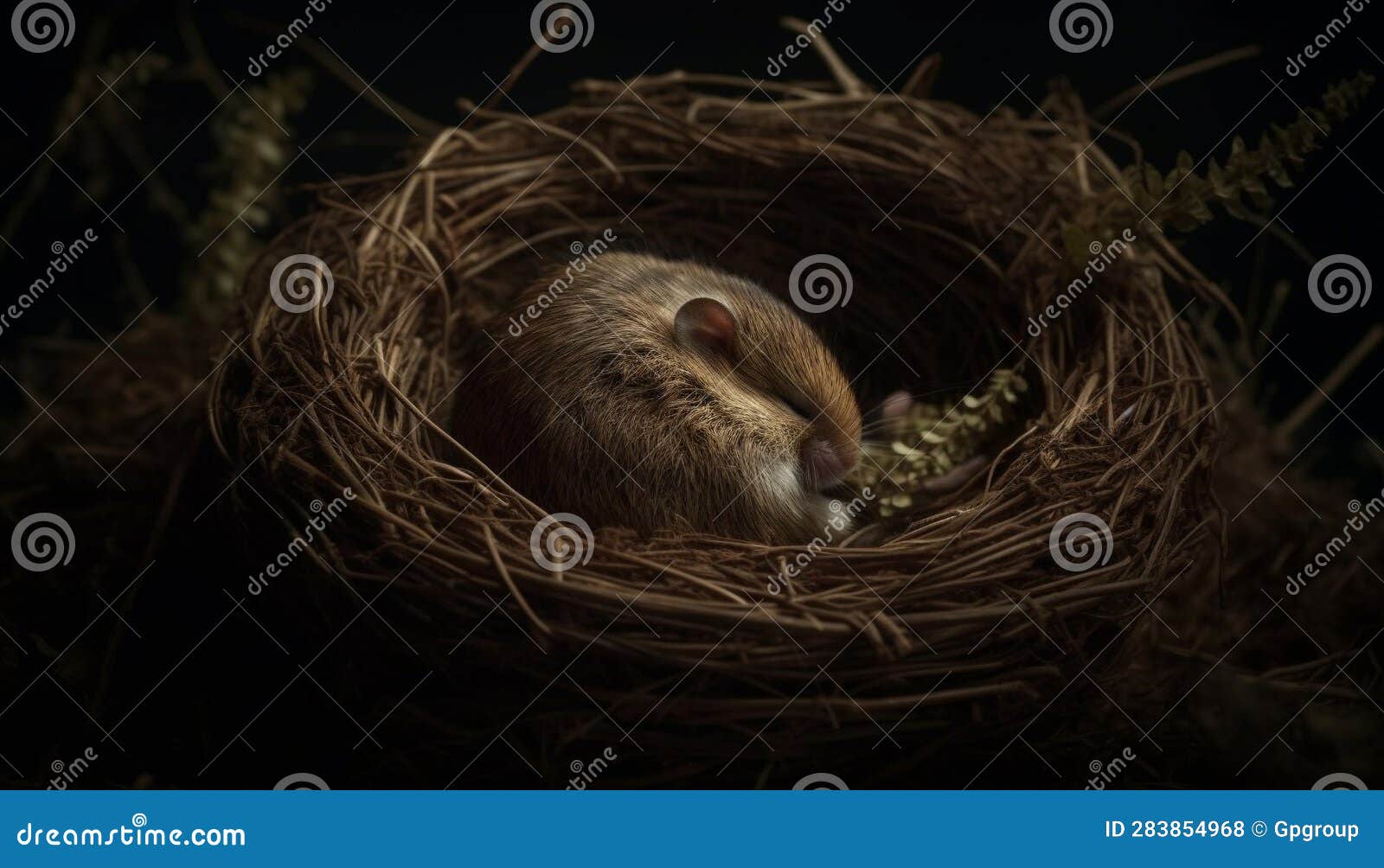 Fluffy Newborn Rodent Hatching in Birds Nest Generated by AI Stock ...