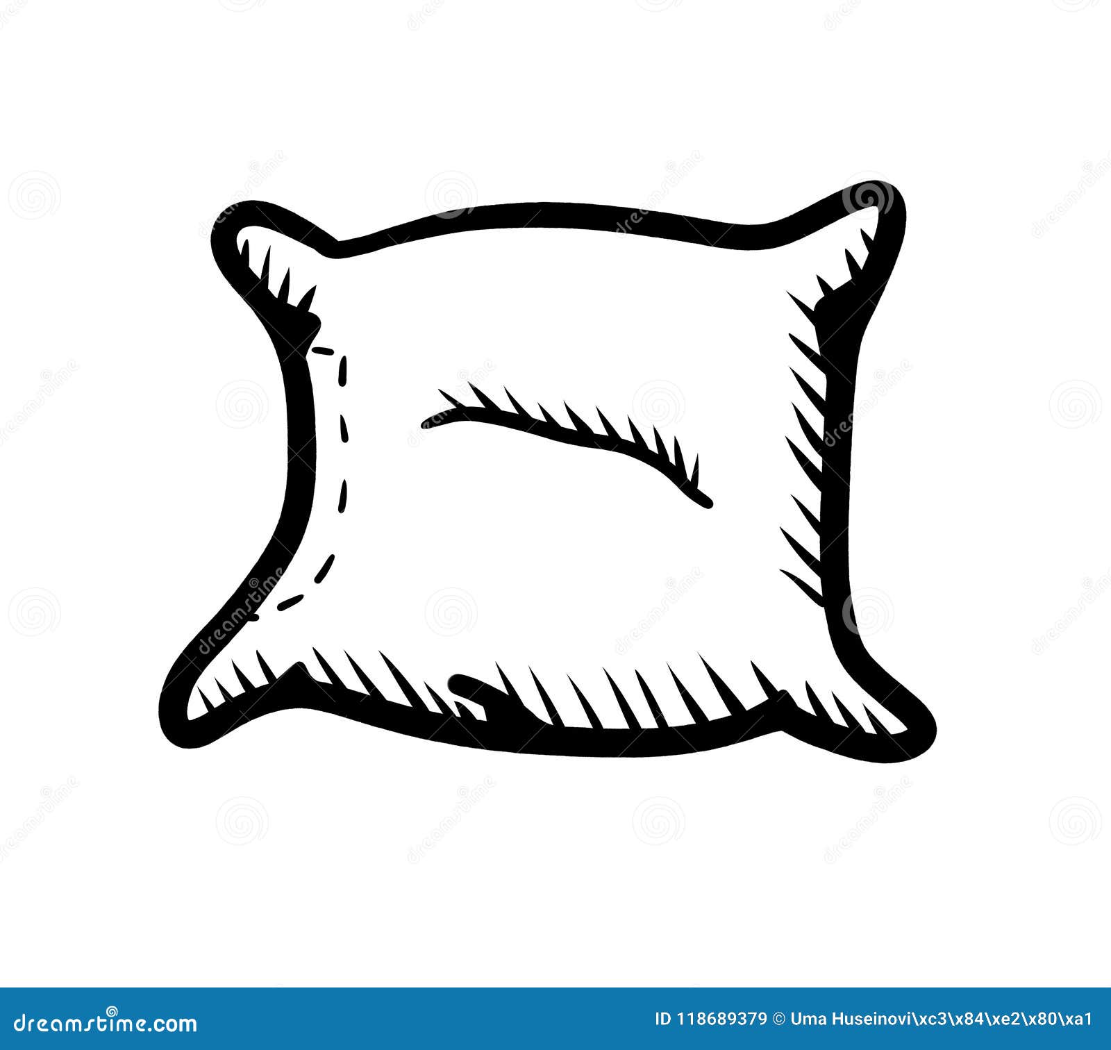 Fluffy Pillow Doodle stock illustration. Illustration of cushion ...