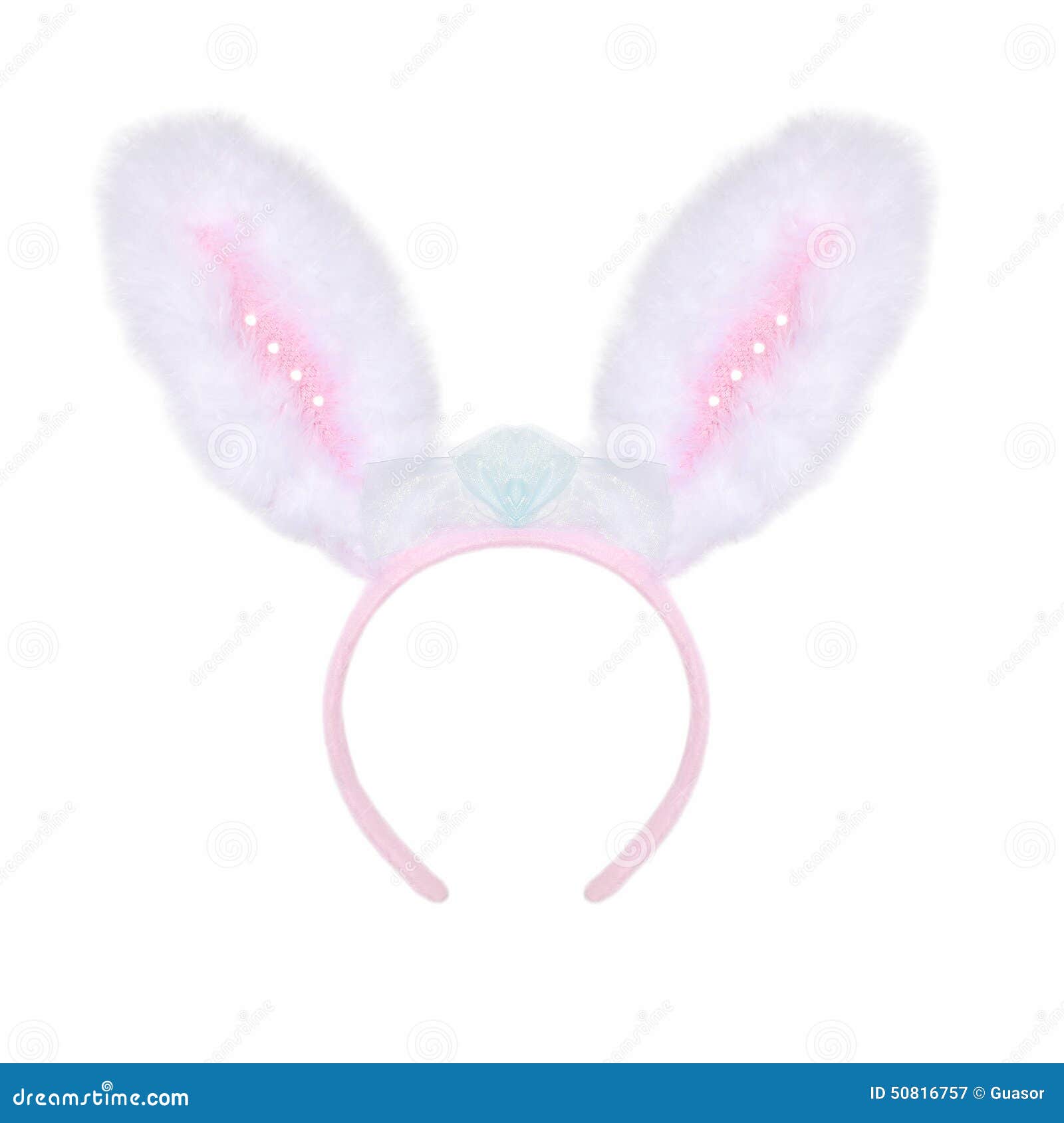 Fluffy Pink Rabbit Ears On A White Stock Image - Image of gear, decor ...