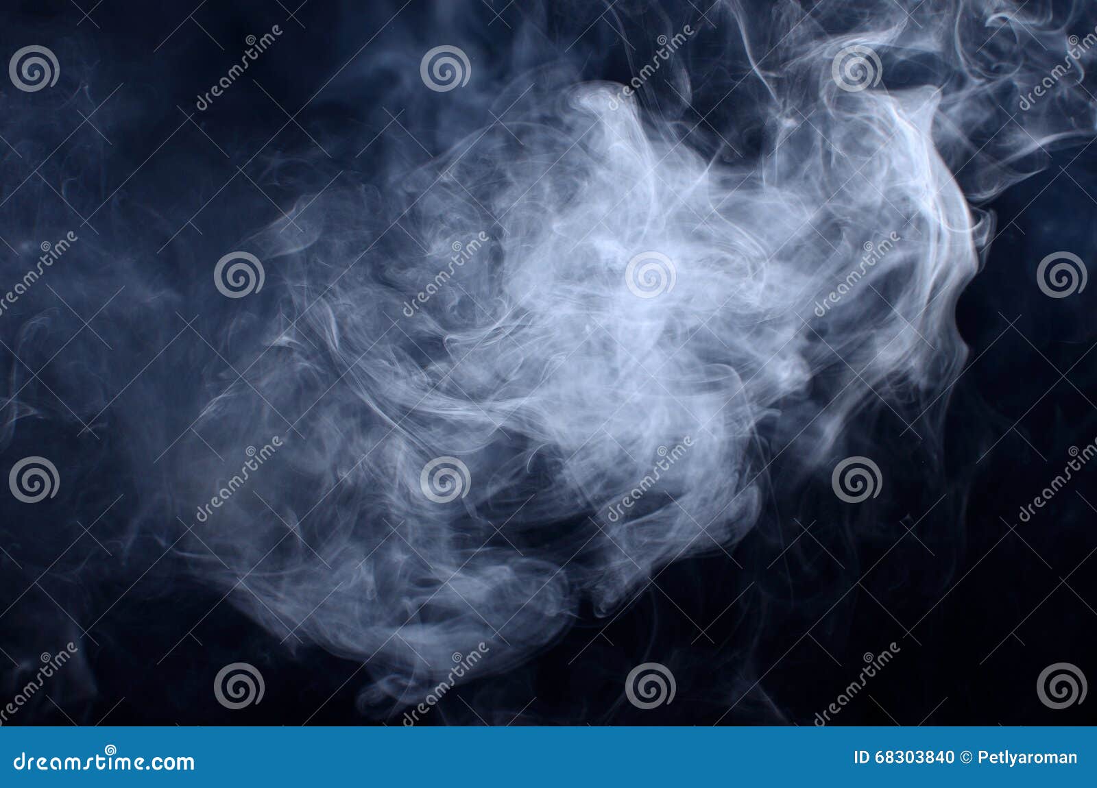 Fluffy Puffs of Smoke and Fog on Black Background Stock Photo - Image ...