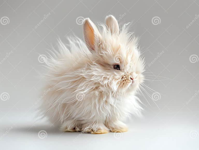 A Fluffy Rabbit with Long Ears, Isolated on White Background Stock ...