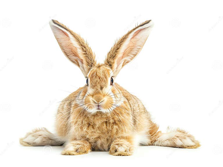 A Fluffy Rabbit with Long Ears, Isolated on White Background Stock ...