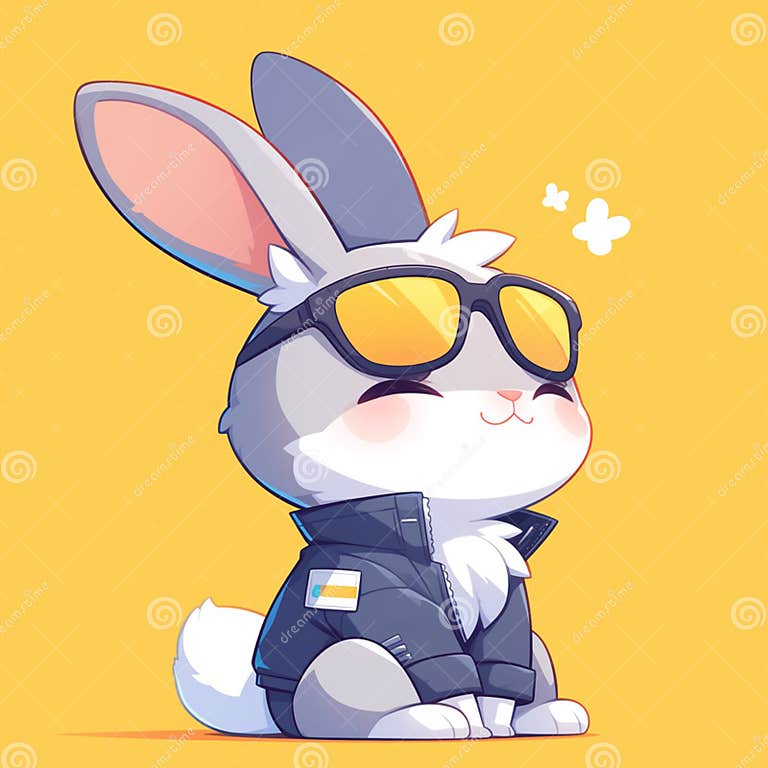 A Fluffy Rabbit Software Engineer Cartoon Style Stock Vector ...