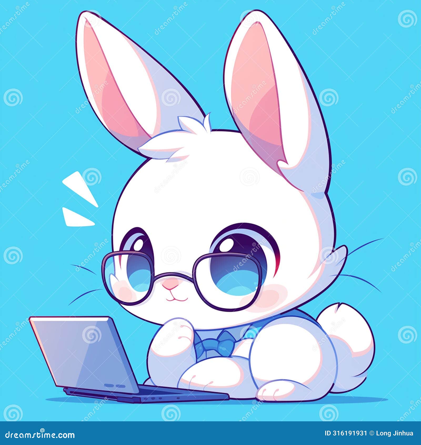 A Fluffy Rabbit Software Engineer Cartoon Style Stock Vector ...