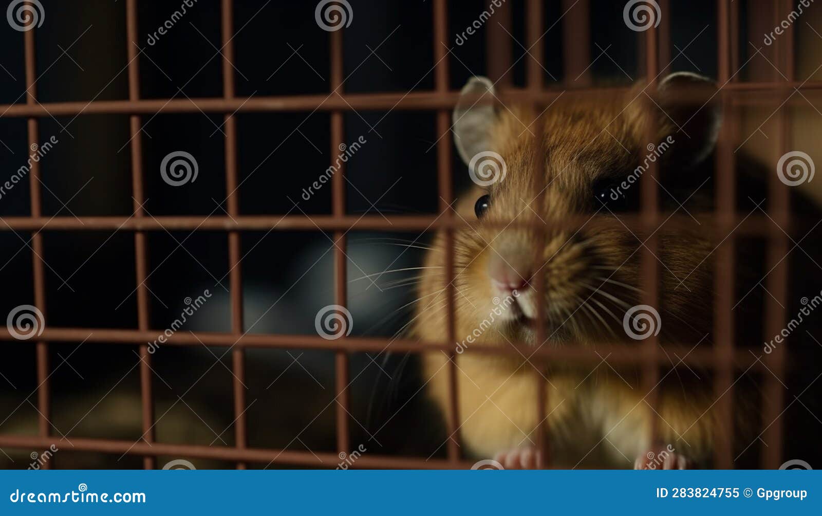 Fluffy Rabbit Trapped in Cage, Looking Sad Generated by AI Stock ...
