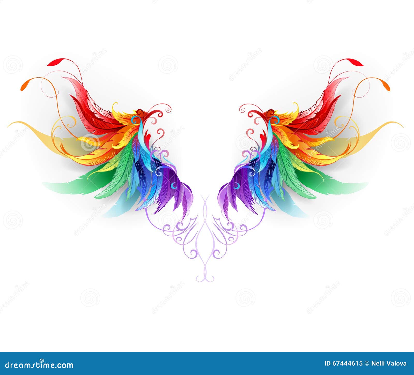 Fluffy rainbow wings stock vector. Illustration of feathered - 67444615