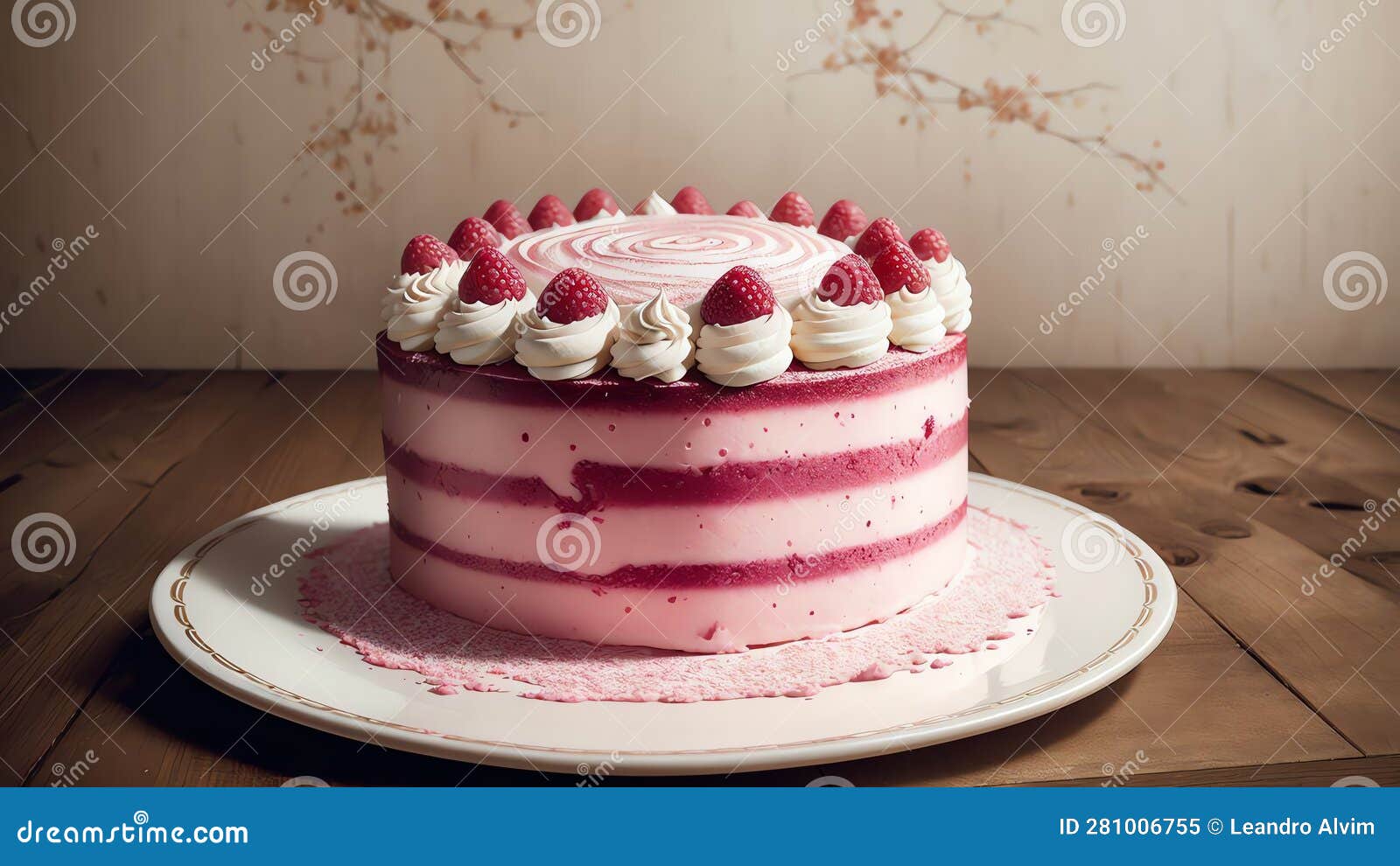 Fluffy Raspberry Cake for National Raspberry Cake Day.AI Generated ...