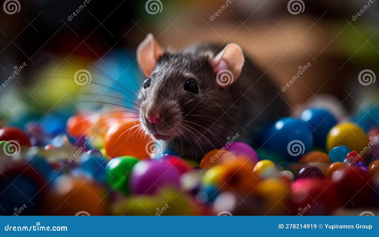 Fluffy Rat Plays with Colorful Gift Ball Generative AI Stock ...