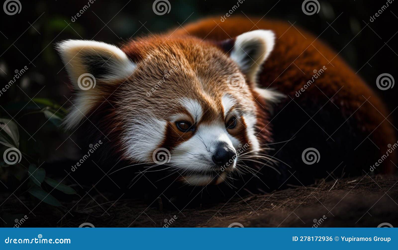 Fluffy Red Panda Staring at Camera Outdoors Generated by AI Stock ...