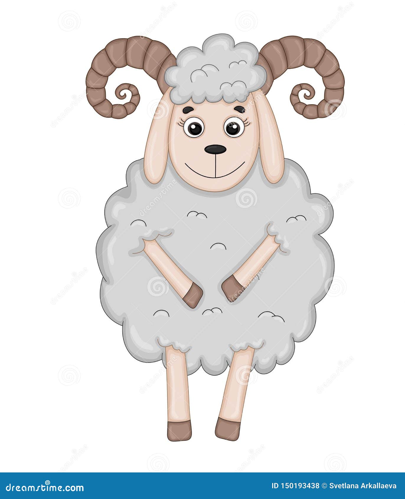 Fluffy Sheep of Gray Color . Cartoon Animals Stock Vector ...