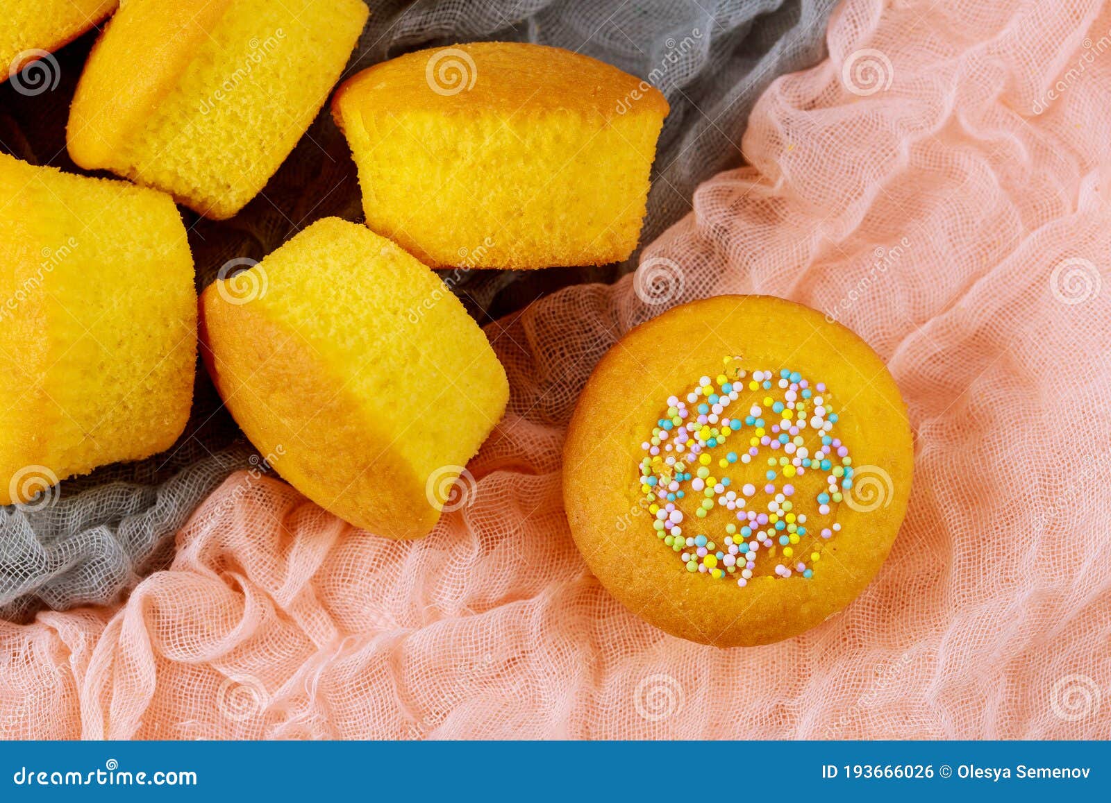 Fluffy Sweet Biscuit Cupcakes. Top View Stock Photo - Image of sweet ...