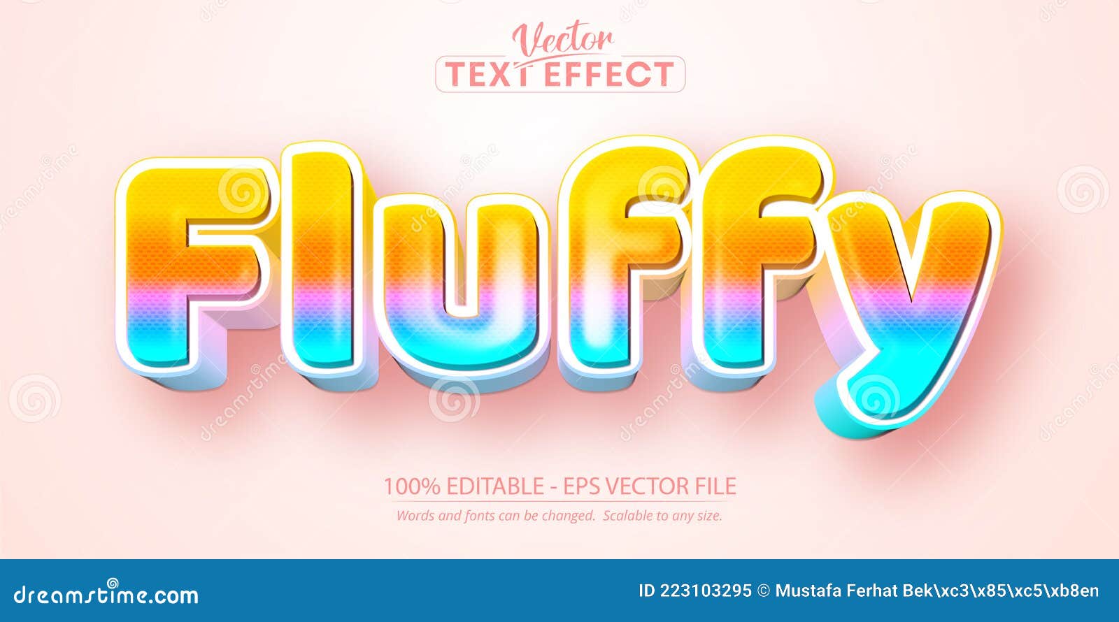Fluffy Text, Cartoon Style Editable Text Effect Stock Vector ...