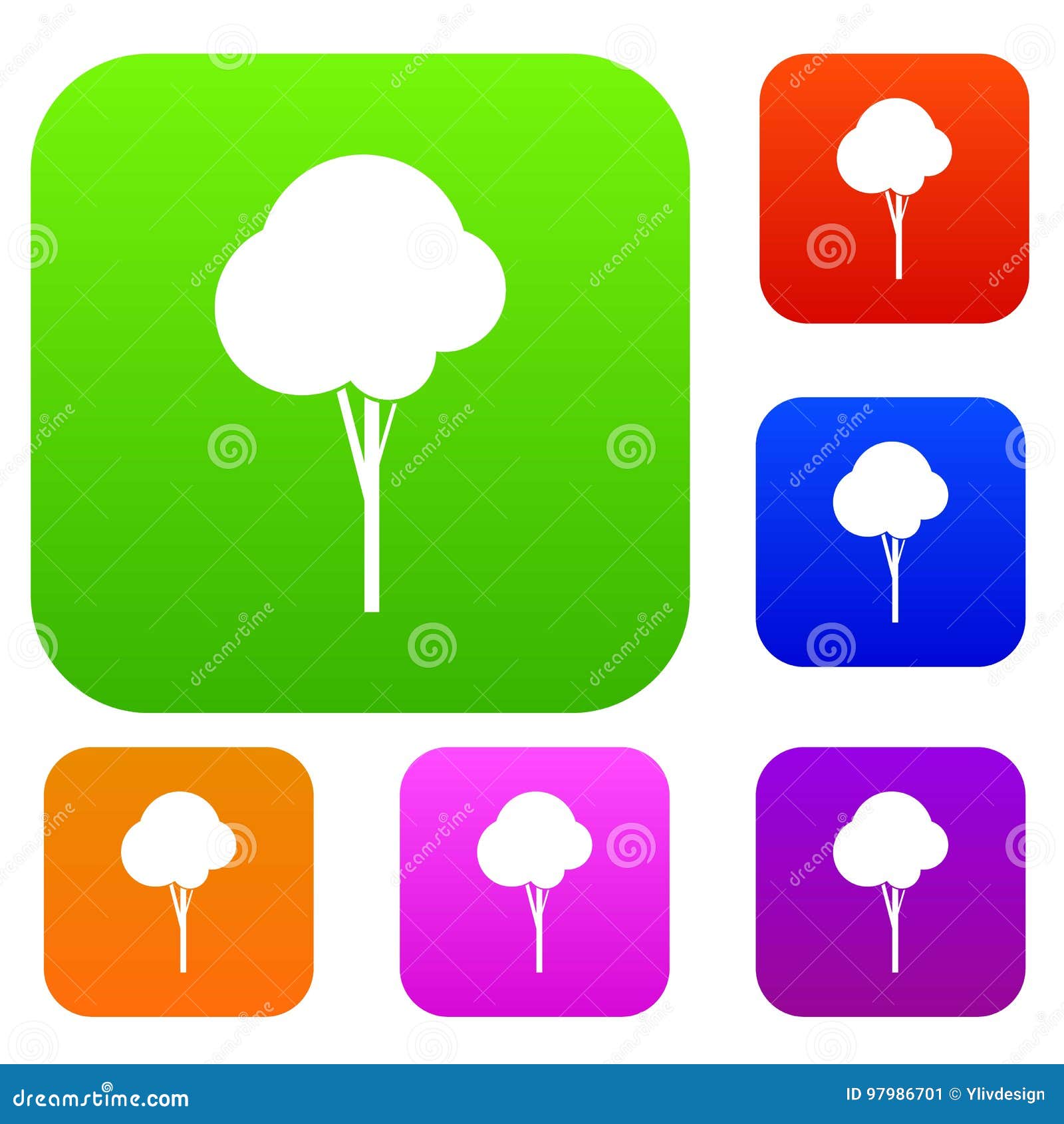 Fluffy tree set collection stock vector. Illustration of blog - 97986701