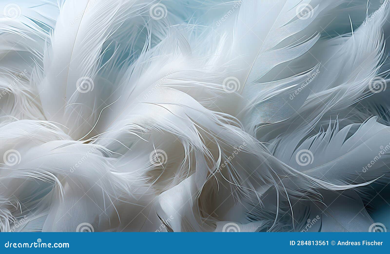 Fluffy White Feathers on a Blue Background. Stock Image - Image of soft ...