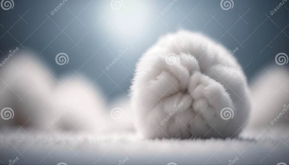 A Fluffy White Object Laying on Top of a White Carpet Stock ...