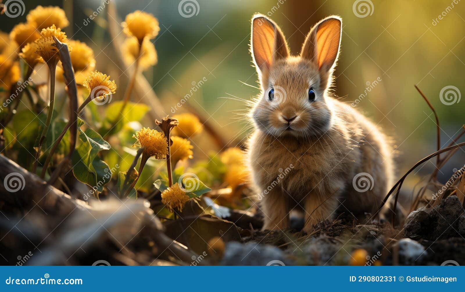Fluffy Young Rabbit Sitting in Green Meadow, Enjoying Springtime ...