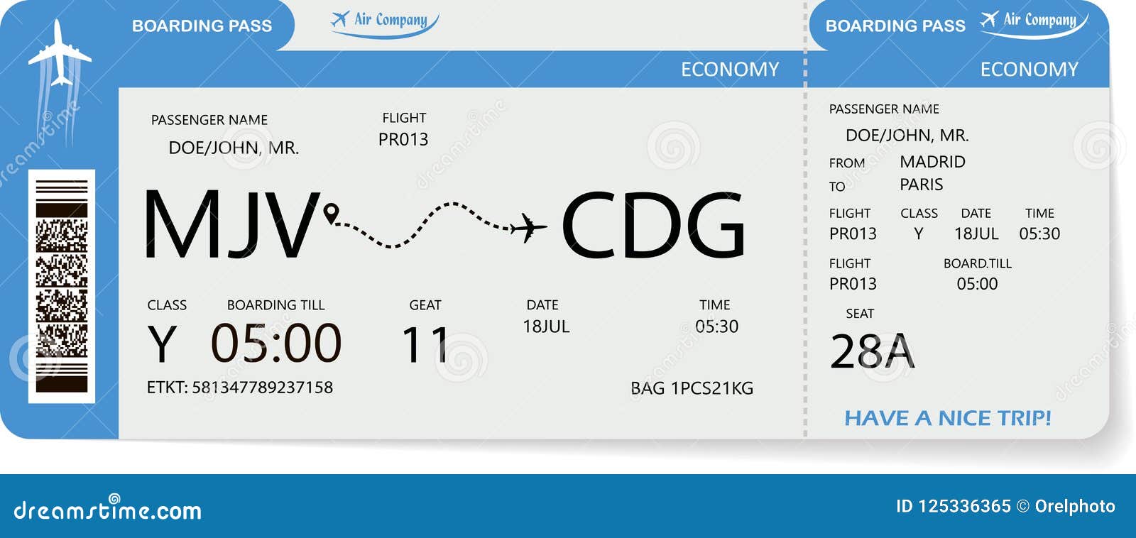 Flugticket Blaue Bordkarte vektor abbildung. Illustration von ...