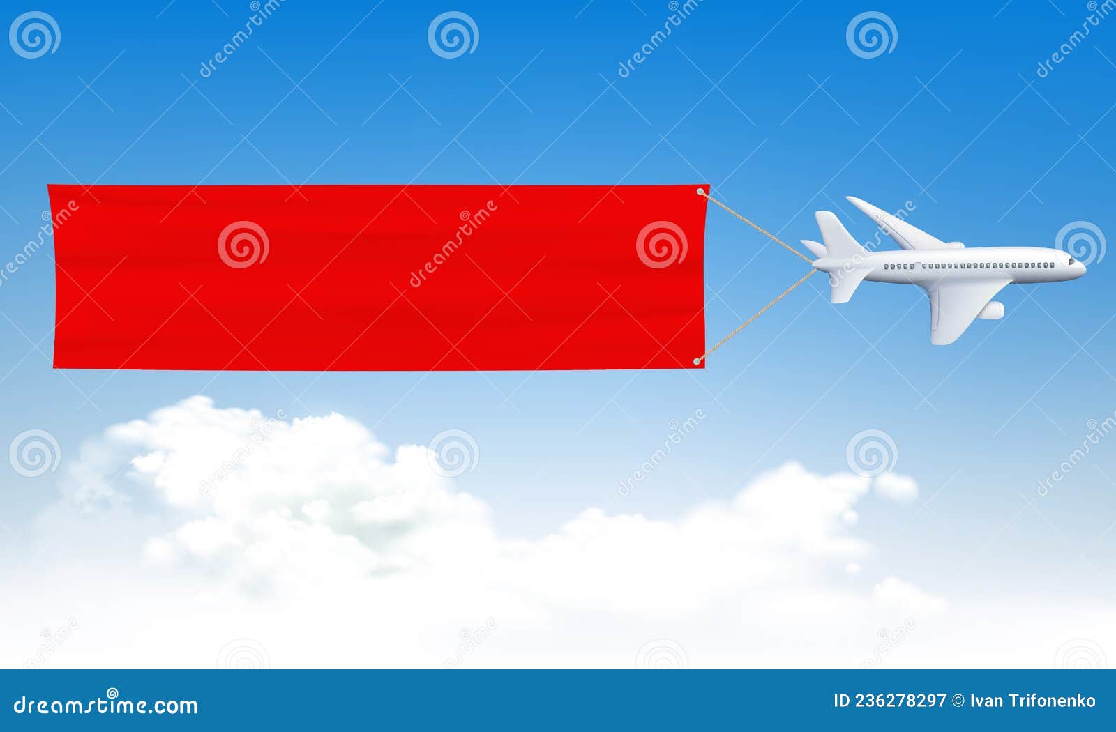 Flugzeug Fliegt Mit Werbebanner. Textvorlage Vektor Abbildung ...