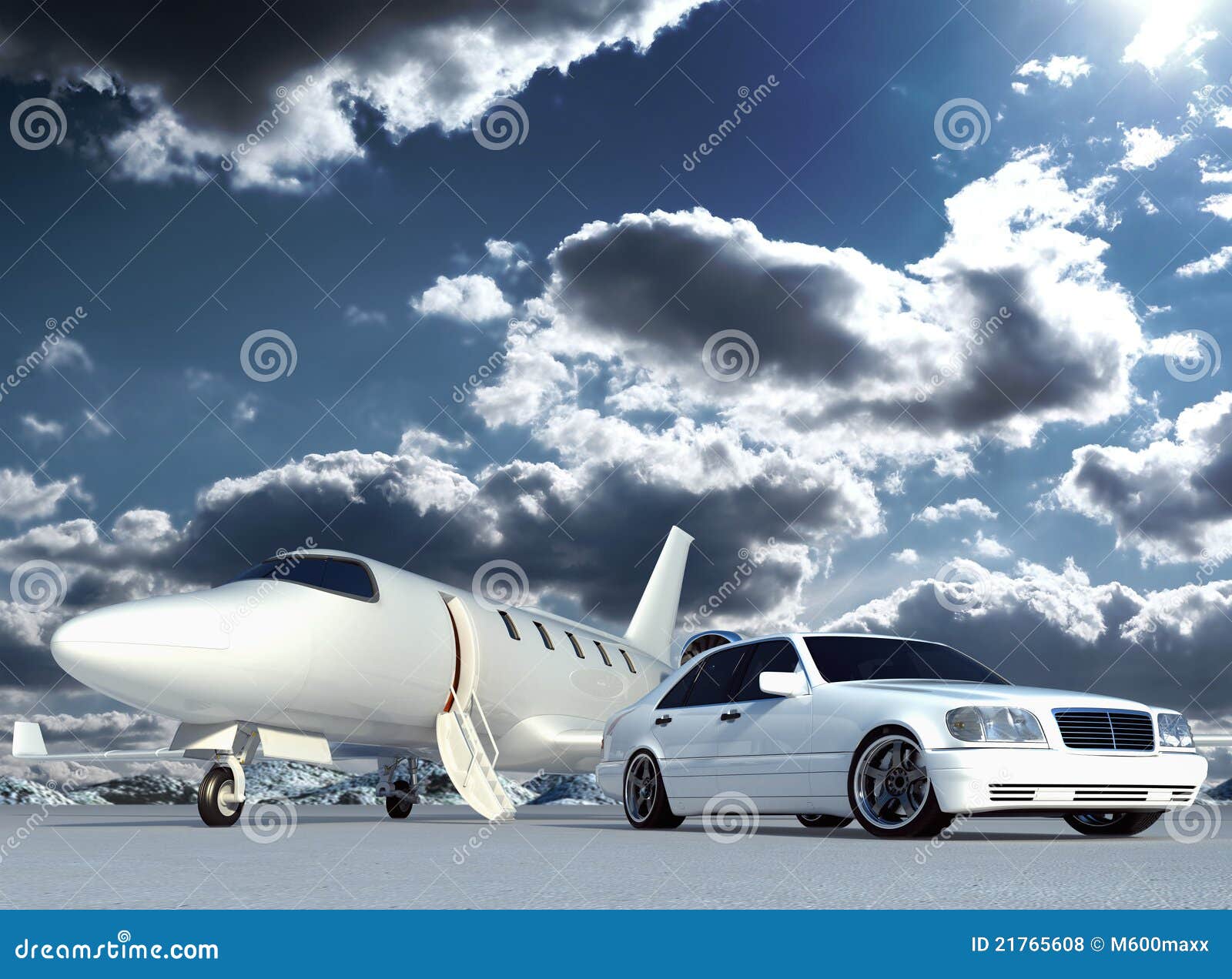 Flugzeug und Auto stock abbildung. Illustration von reise - 21765608