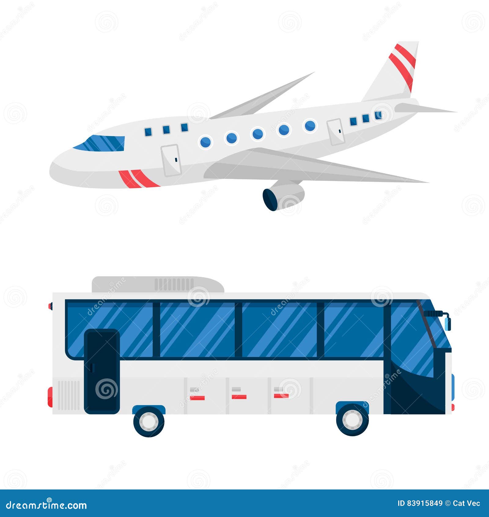 Flugzeug- Und Busvektorillustration Vektor Abbildung - Illustration von ...