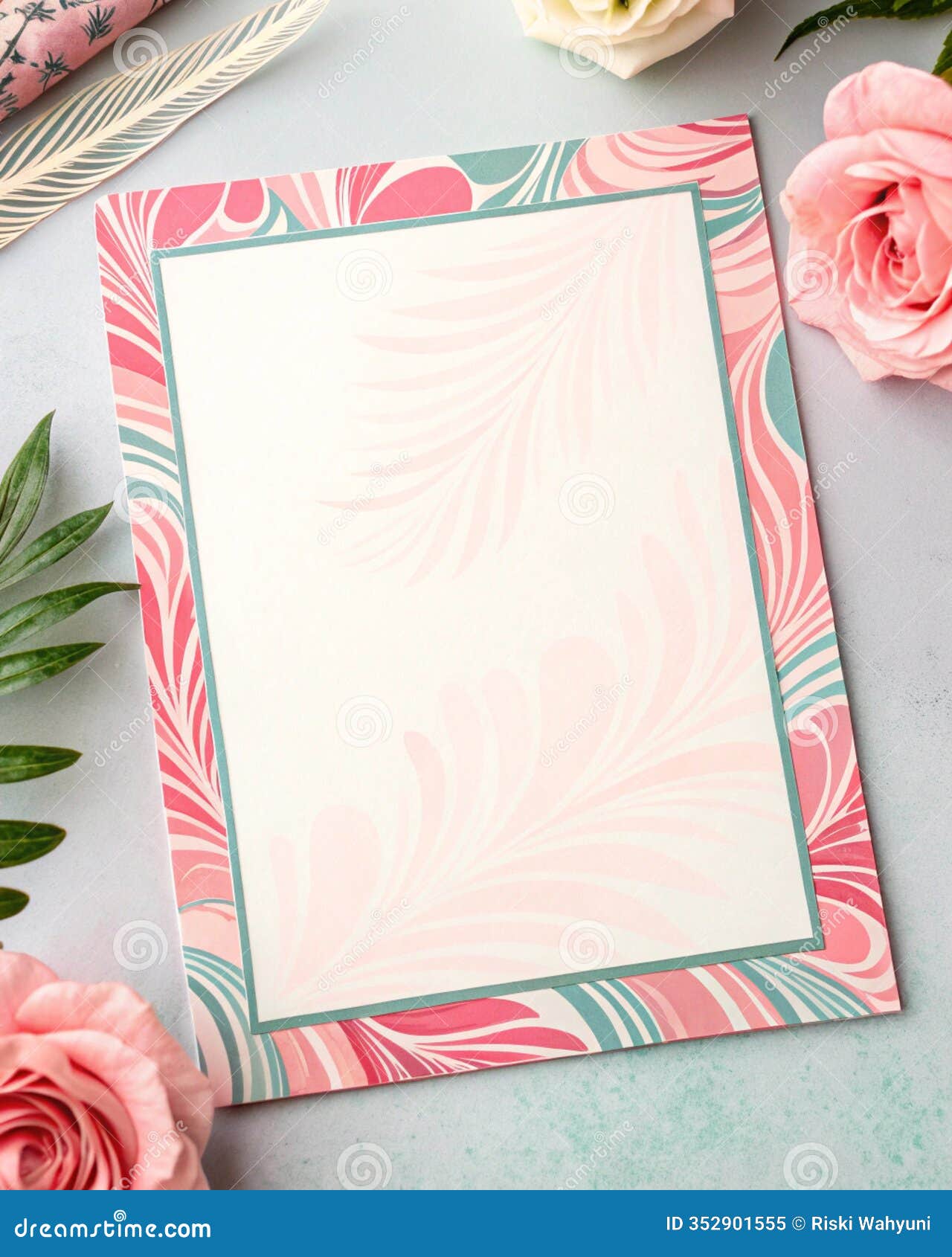 Fluid Abstract Border Design with Paper Texture and Blush Harmony ...