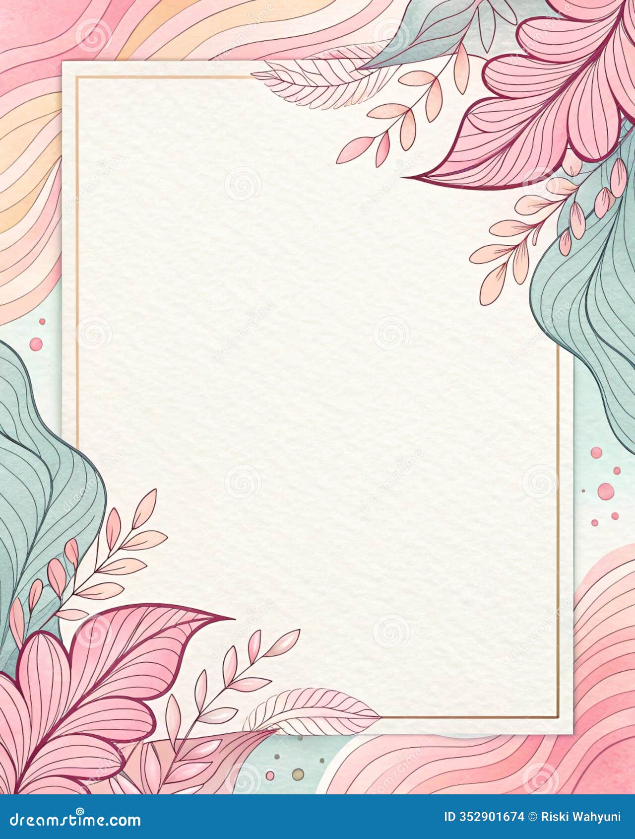Fluid Abstract Border Design with Paper Texture and Blush Harmony ...