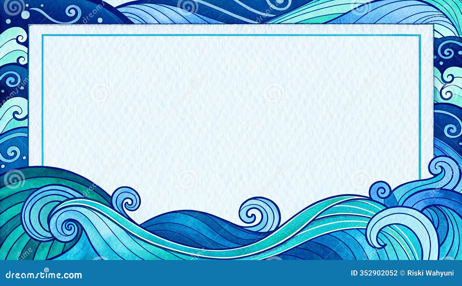 Fluid Abstract Border Design with Paper Texture and Deep Sea Gradient ...