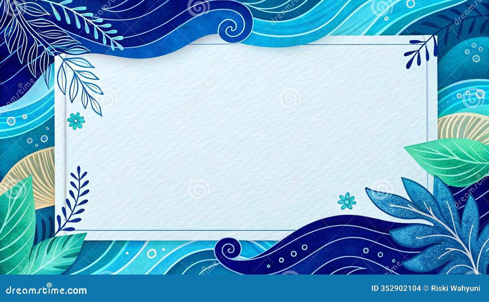 Fluid Abstract Border Design with Paper Texture and Deep Sea Gradient ...
