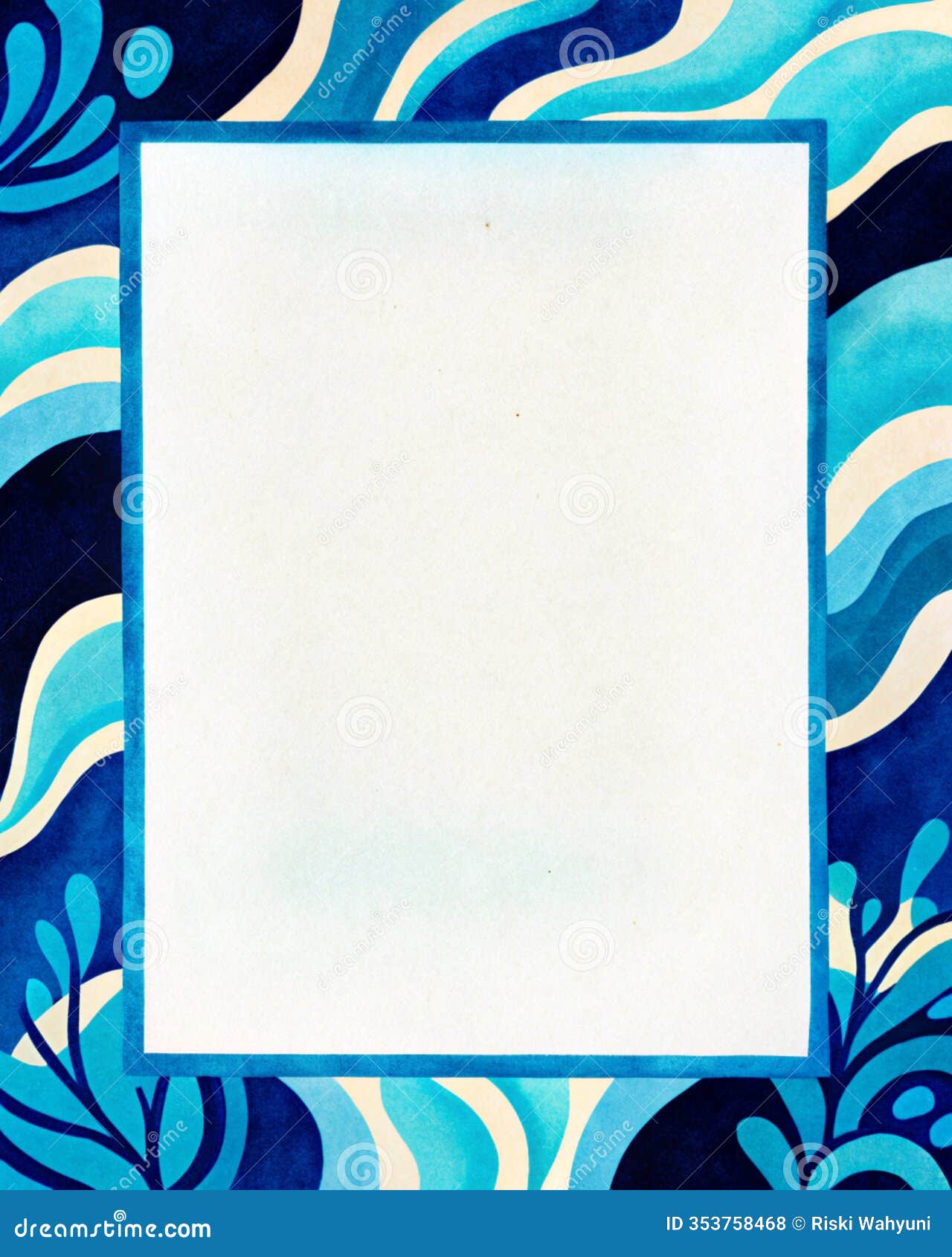 Fluid Abstract Border Design with Paper Texture and Deep Sea Gradient ...