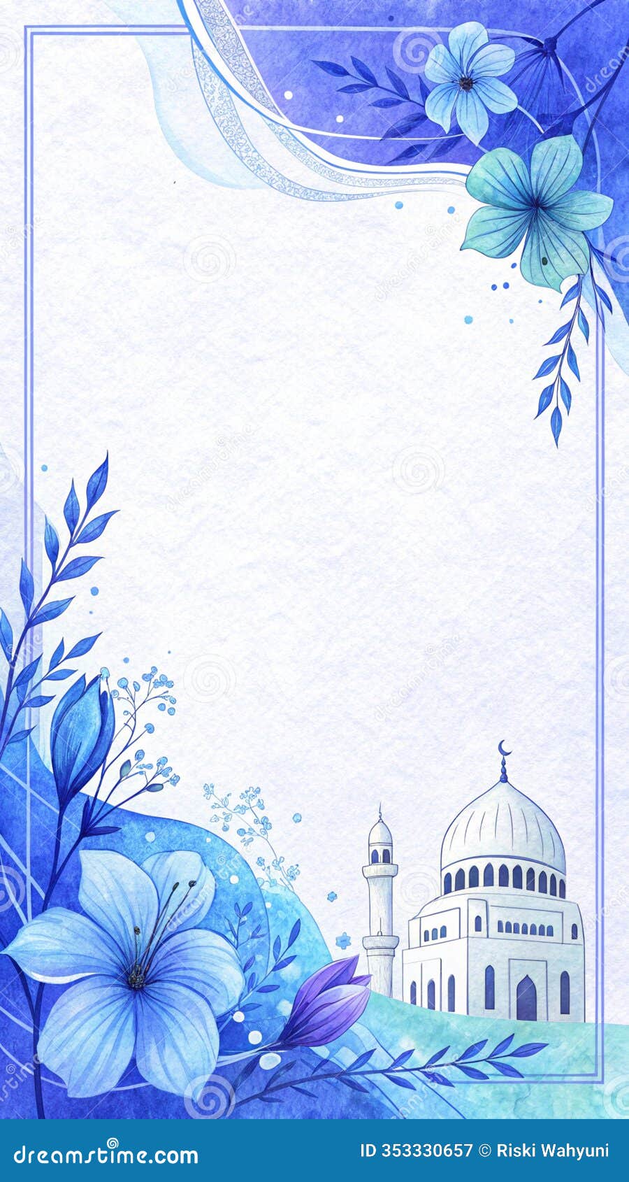 Fluid Abstract Border Design with Paper Texture and Dreamy Blues ...