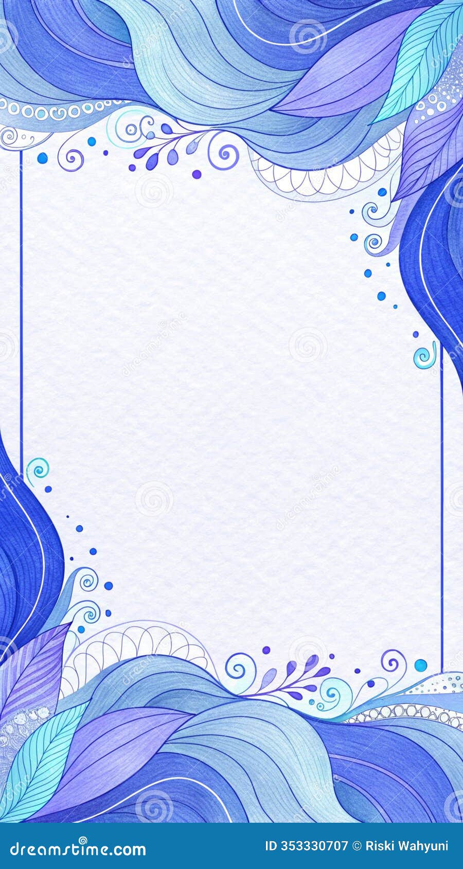 Fluid Abstract Border Design with Paper Texture and Dreamy Blues ...