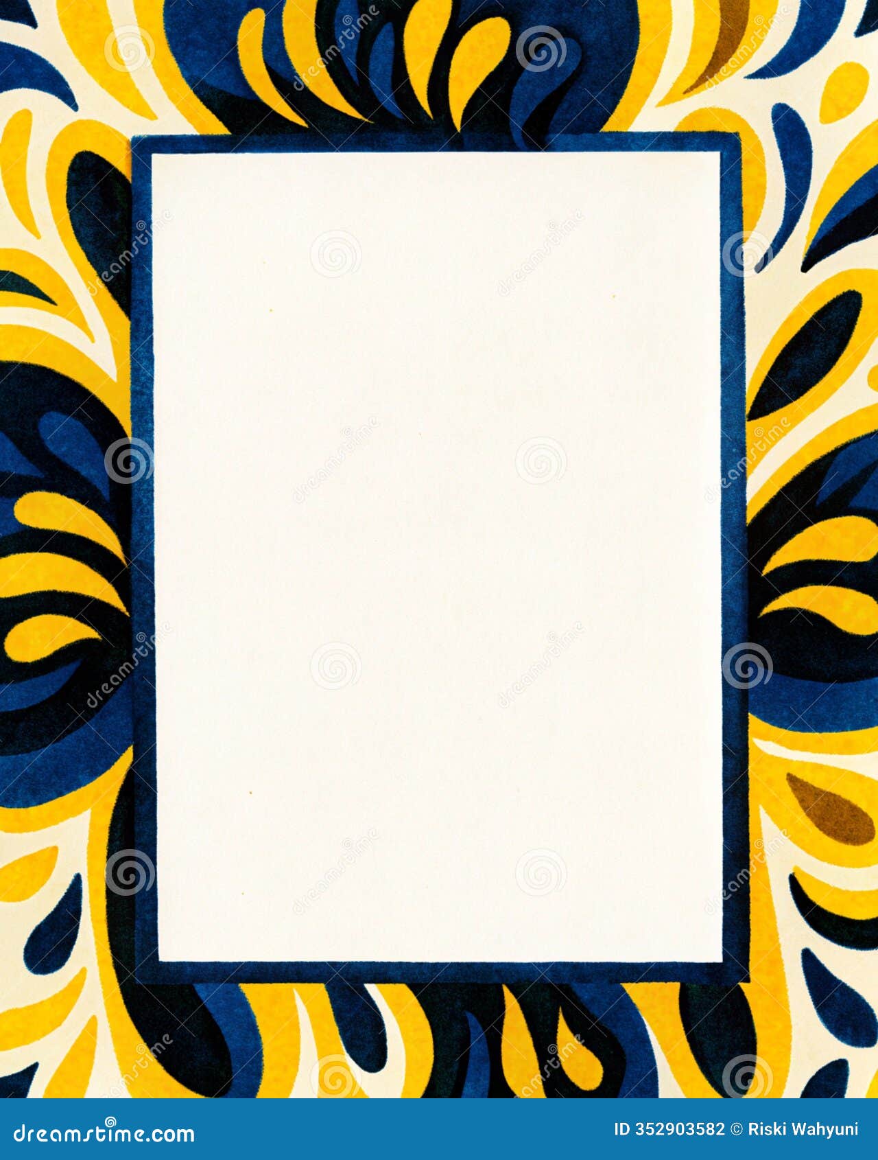 Fluid Abstract Border Design with Paper Texture and Midnight Gold ...