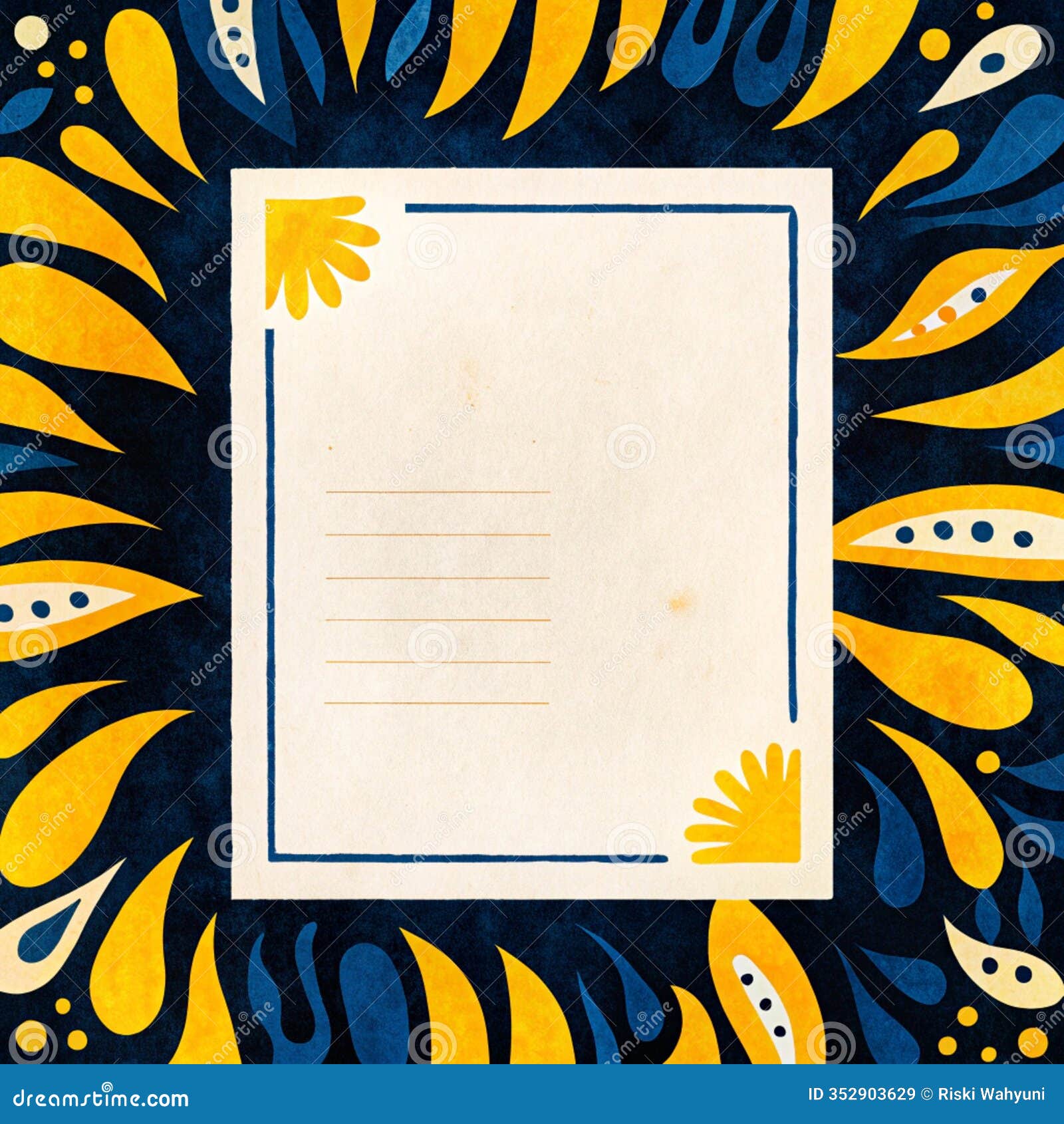 Fluid Abstract Border Design with Paper Texture and Midnight Gold ...