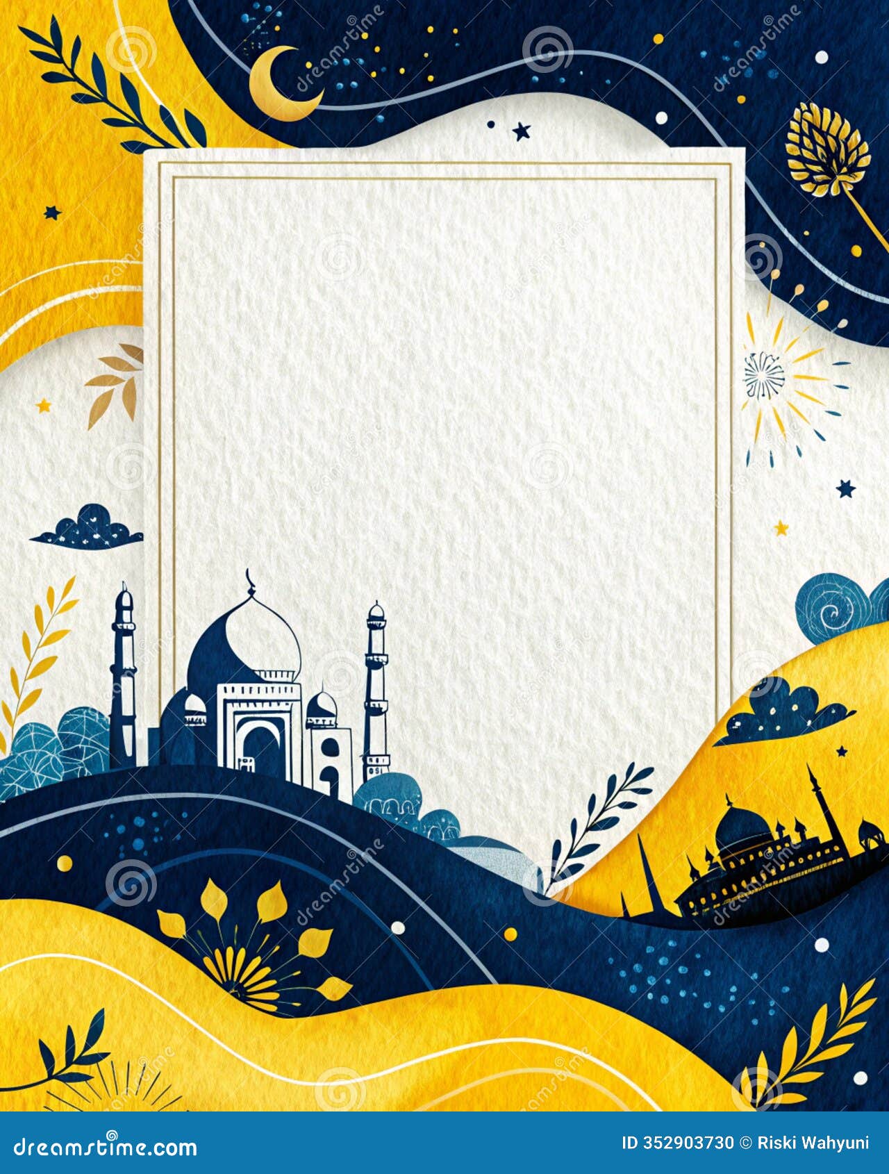 Fluid Abstract Border Design with Paper Texture and Midnight Gold ...