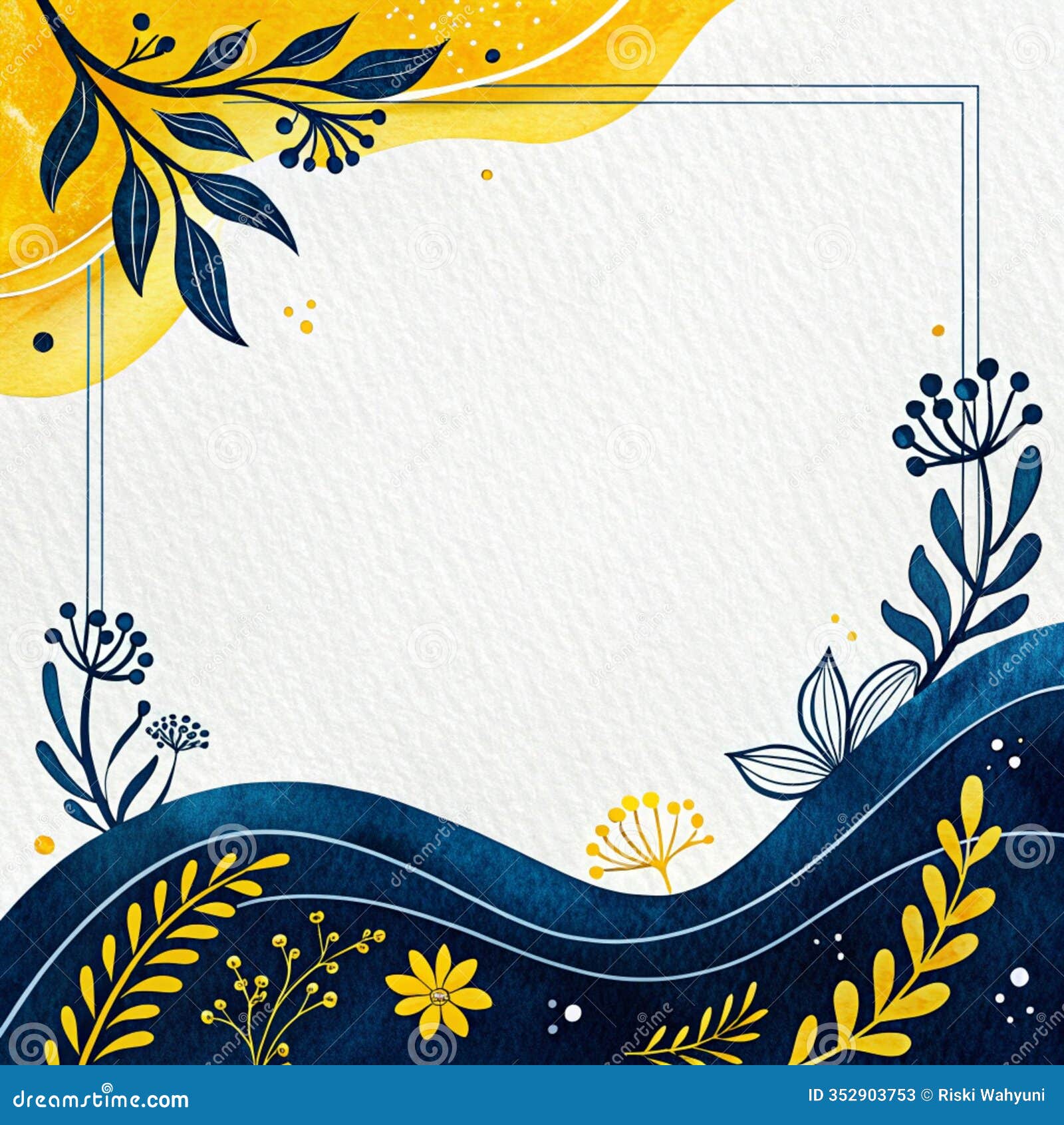 Fluid Abstract Border Design with Paper Texture and Midnight Gold ...