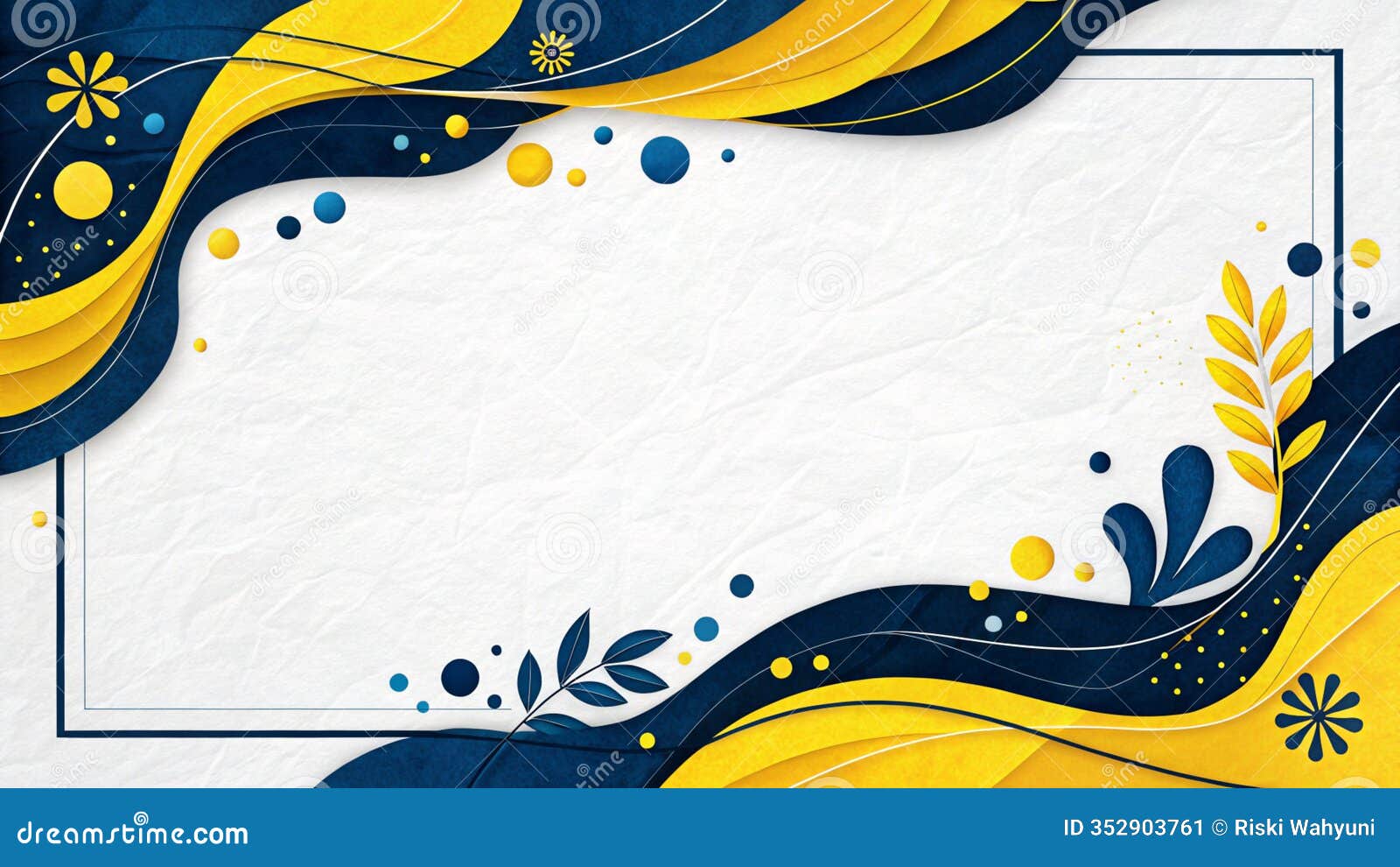 Fluid Abstract Border Design with Paper Texture and Midnight Gold ...