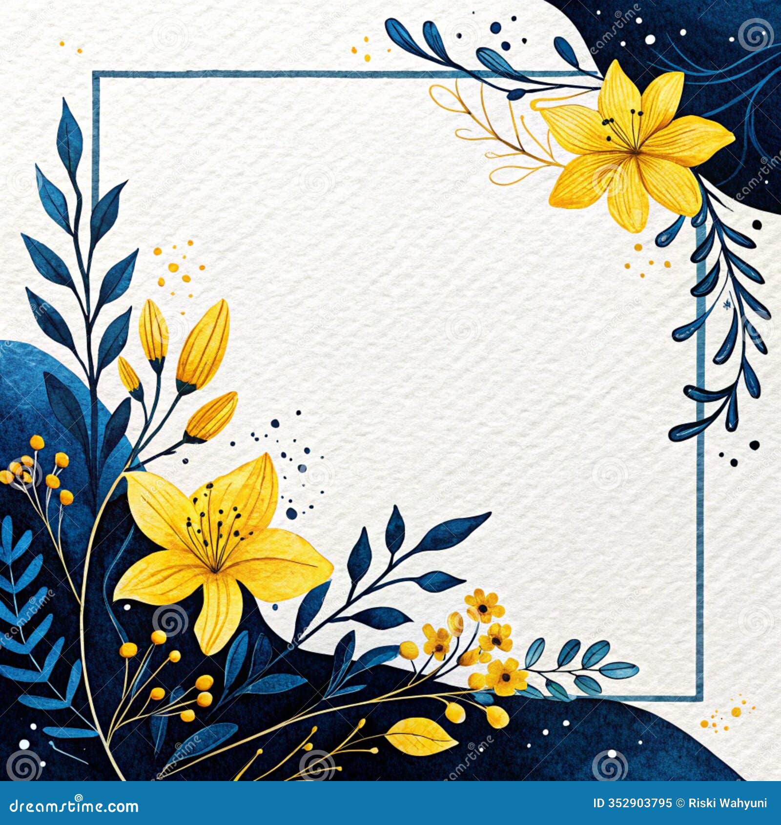 Fluid Abstract Border Design with Paper Texture and Midnight Gold ...