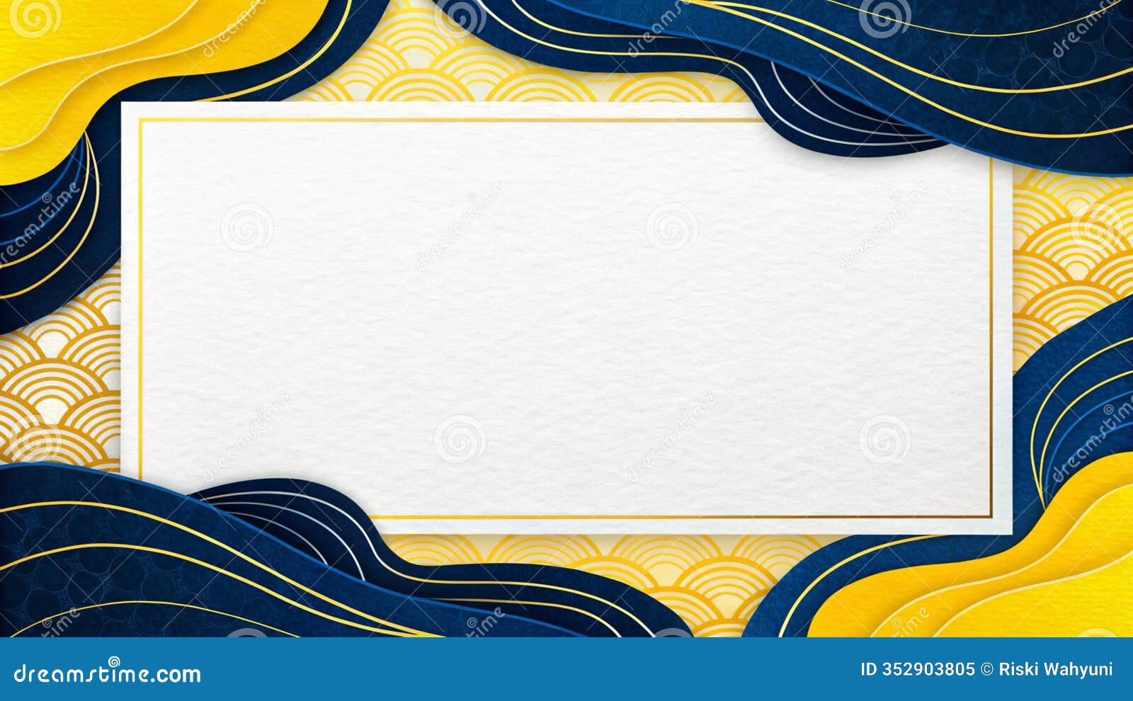 Fluid Abstract Border Design with Paper Texture and Midnight Gold ...