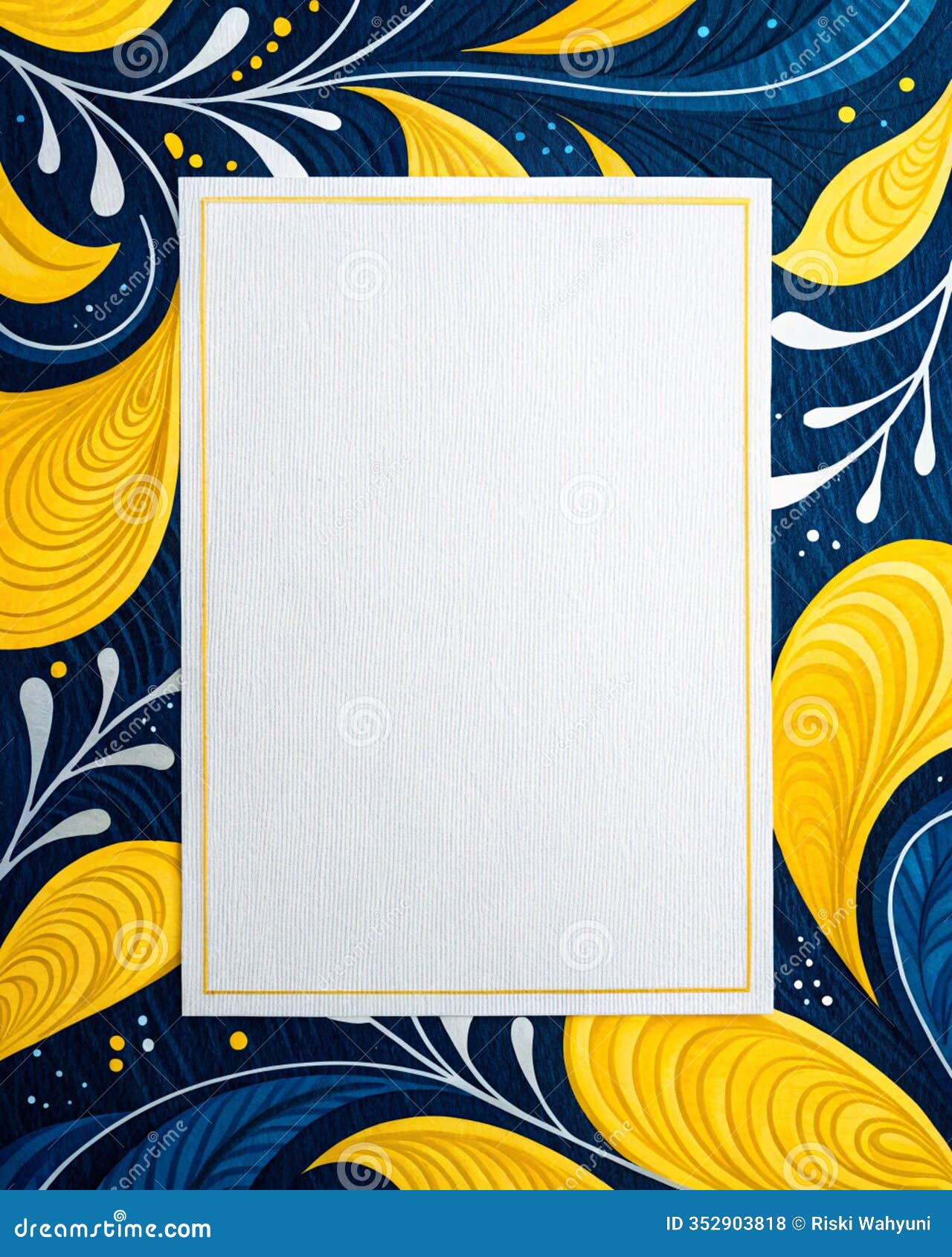 Fluid Abstract Border Design with Paper Texture and Midnight Gold ...