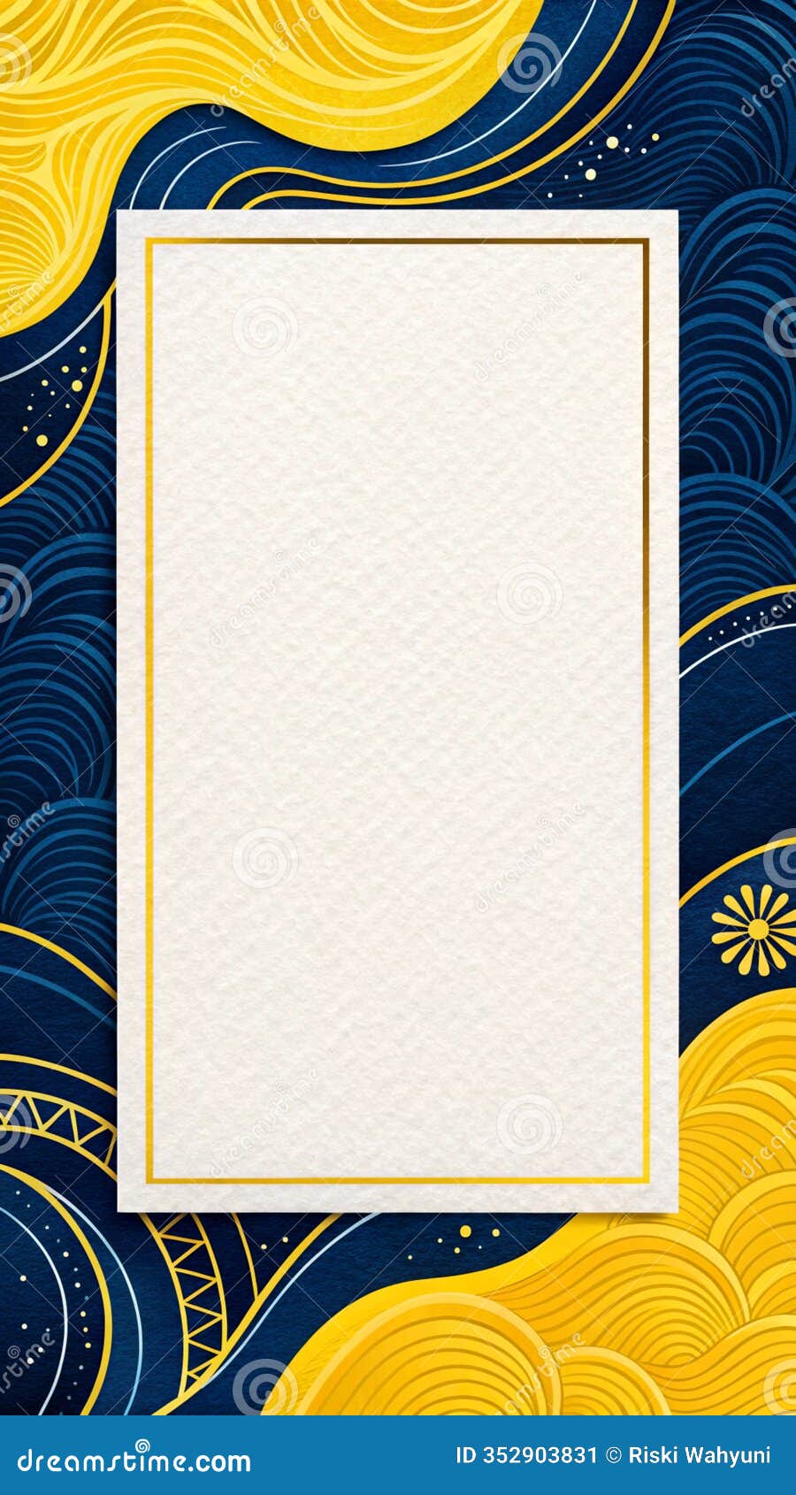 Fluid Abstract Border Design with Paper Texture and Midnight Gold ...