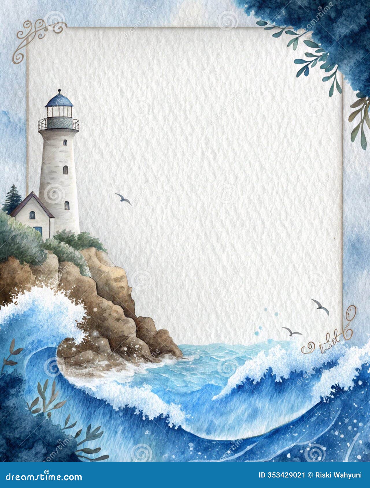 Fluid Abstract Border Design with Paper Texture and Misty Morning ...