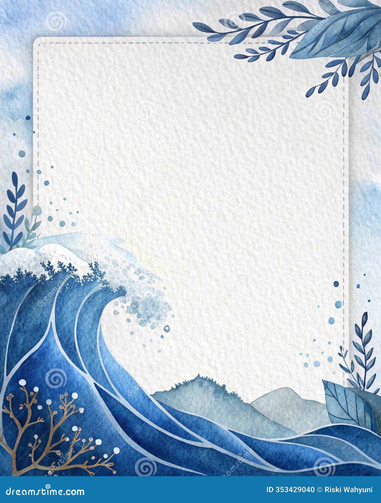 Fluid Abstract Border Design with Paper Texture and Misty Morning ...