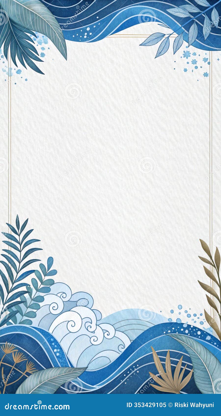 Fluid Abstract Border Design with Paper Texture and Misty Morning ...