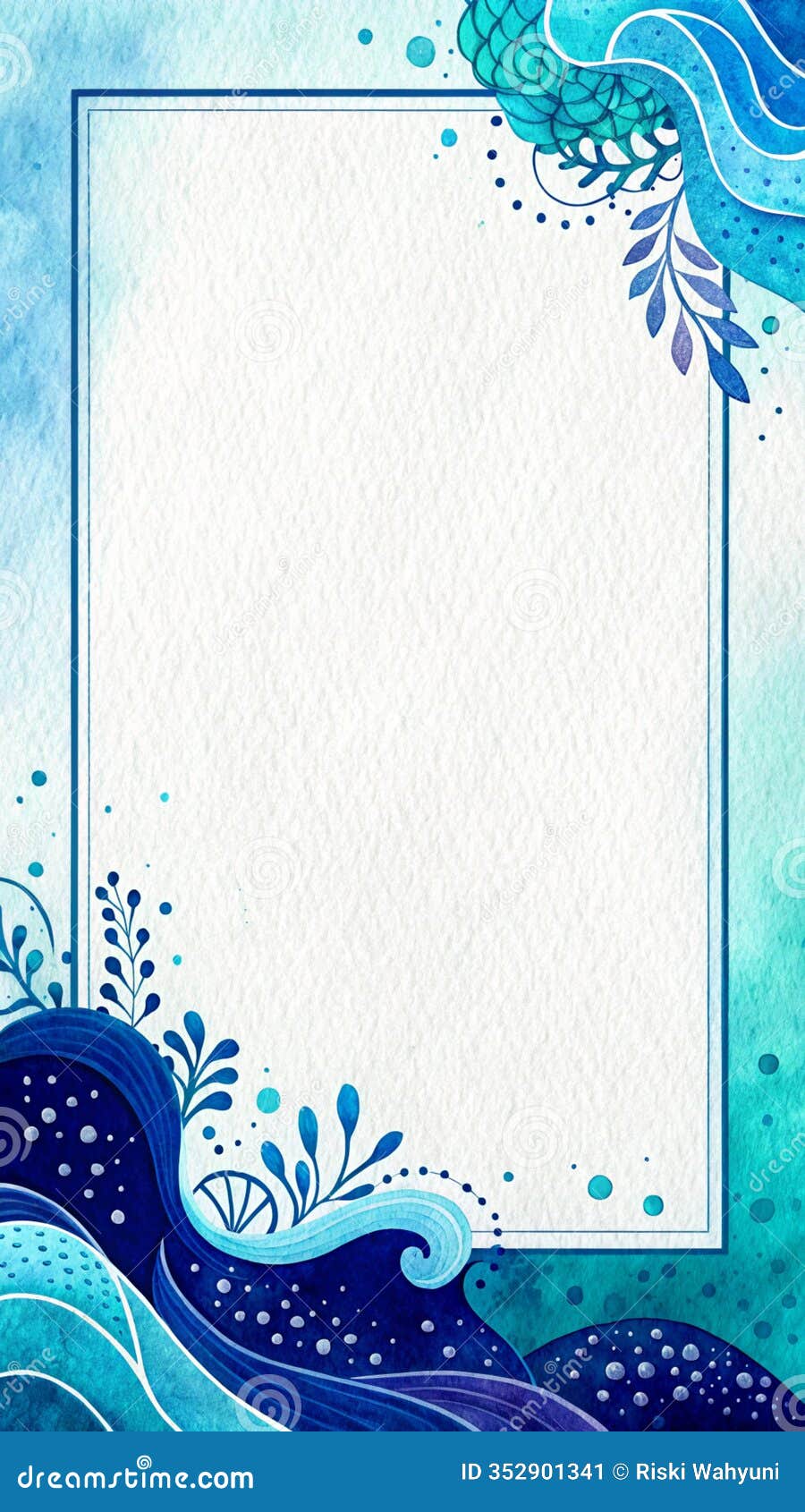 Fluid Abstract Border Design with Paper Texture and Ocean Breeze ...