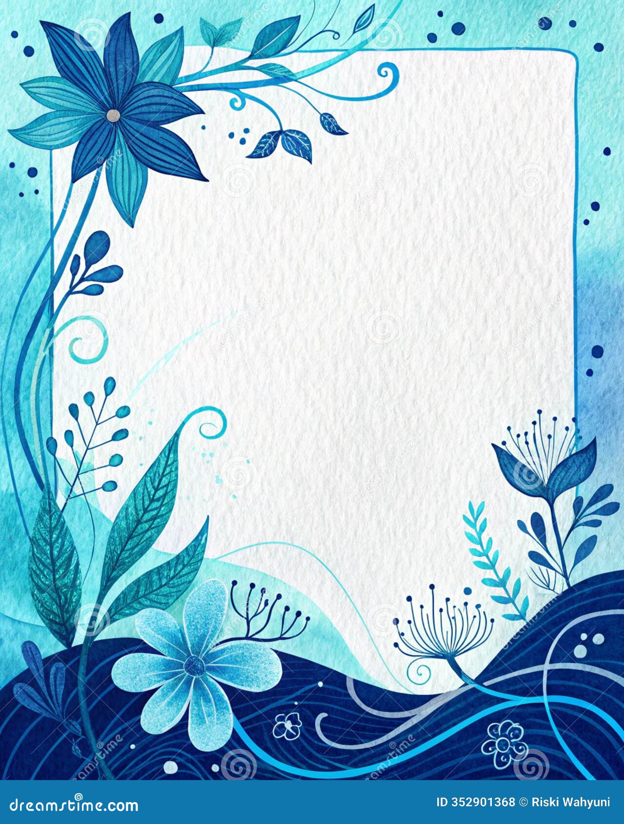 Fluid Abstract Border Design with Paper Texture and Ocean Breeze ...